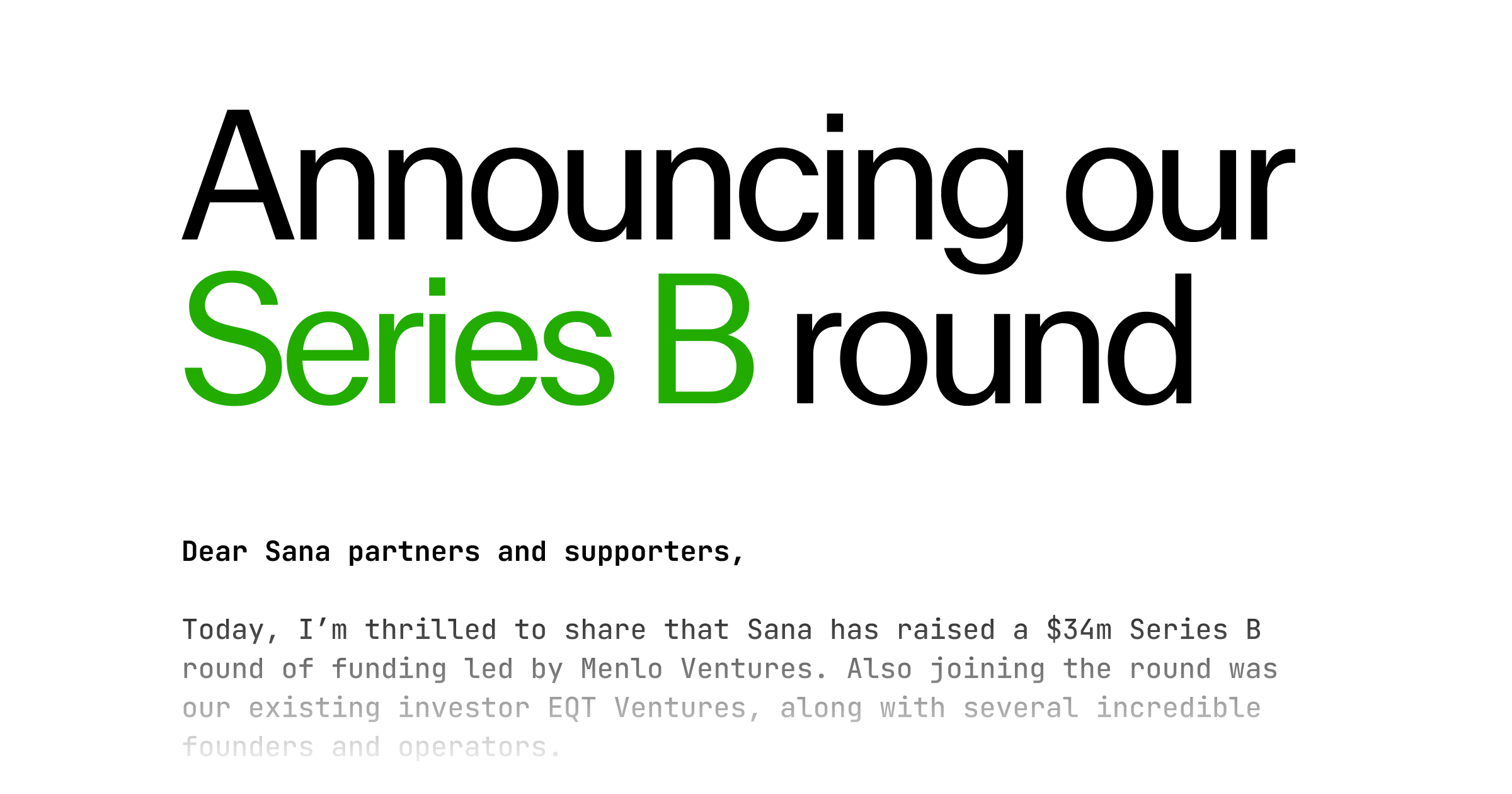 Announcing Sana’s Series B round